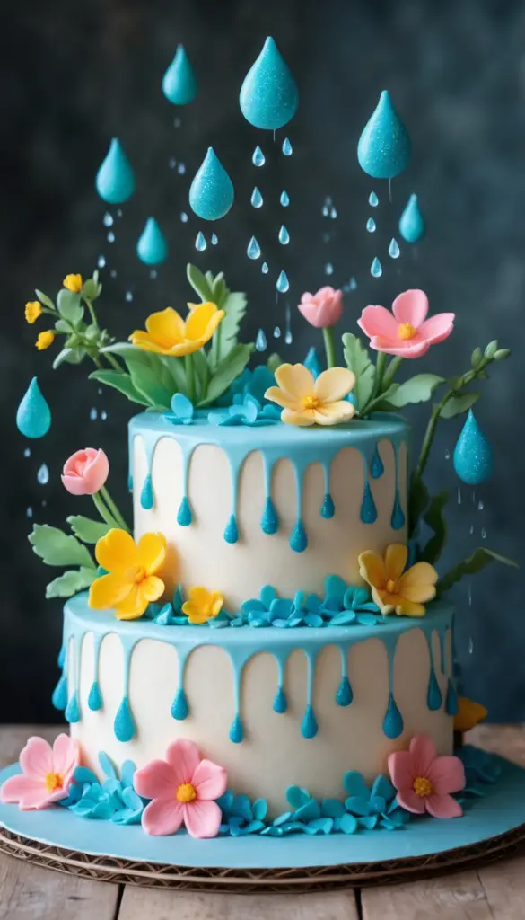 30+ Rain Shower Cake Decoration Ideas - CakeRe